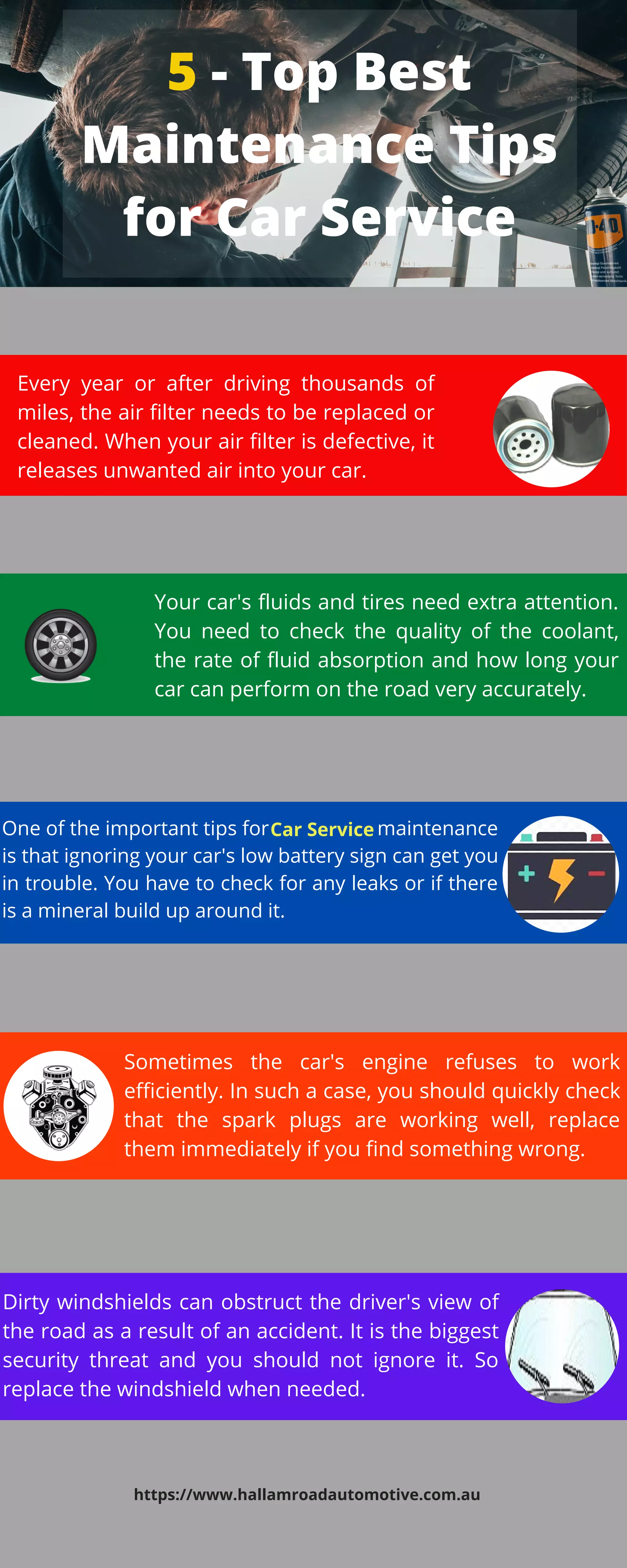 Infographics - 5 - Top Best Maintenance Tips for Car Service | PDF