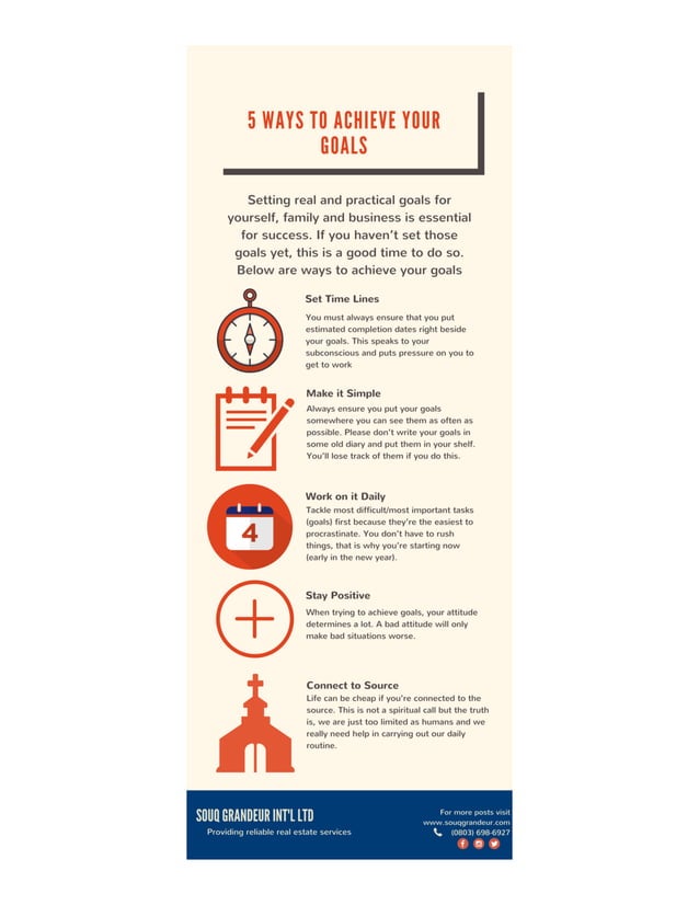 Infographics 5 ways to achieve your goals | PDF
