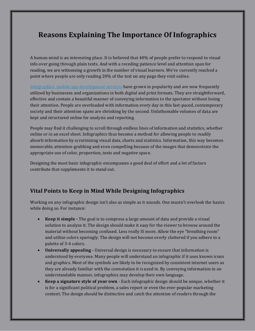 Reasons Explaining The Importance Of Infographics | PDF