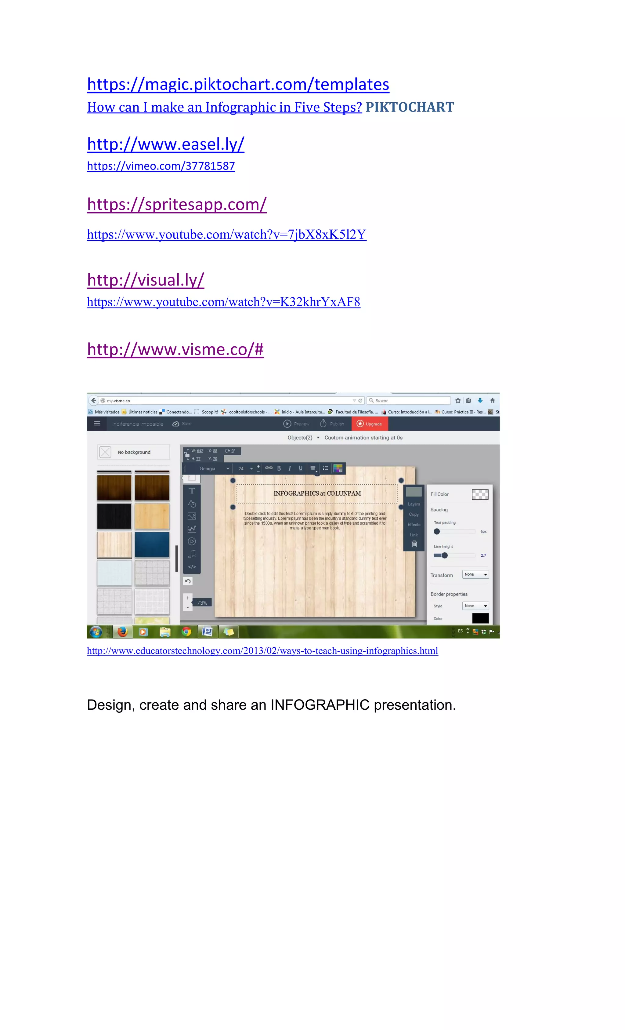 Infographics to show and share productions ict embedded in elt | PDF | Technology & Computing
