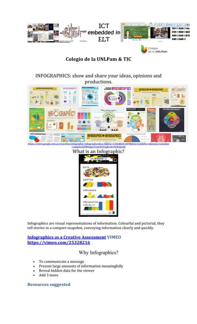 Infographics to show and share productions ict embedded in elt | PDF | Technology & Computing