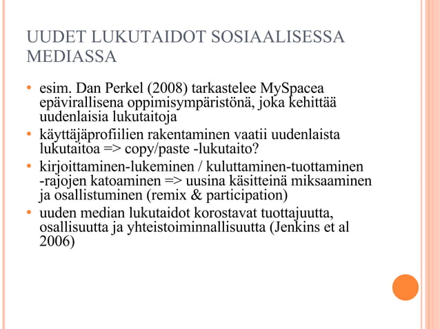 Uuden median lukutaidot | PPT
