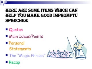=Info Impromptu Speech Tips | PPT