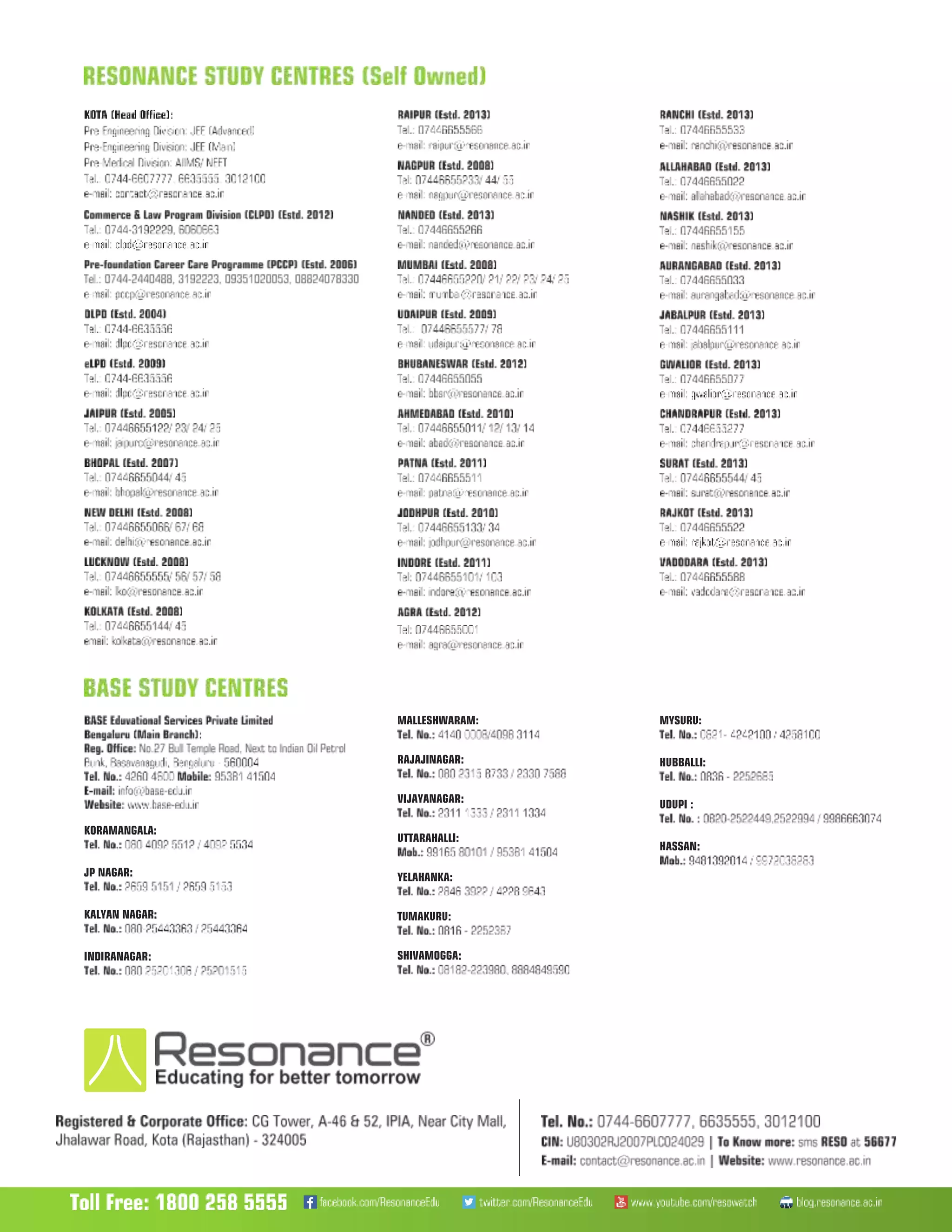 Resonance Information Leaflet 2018-19 | PPTX