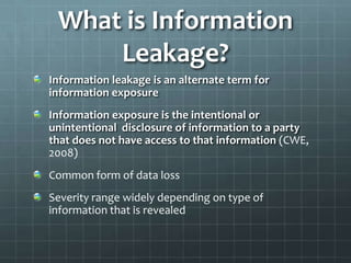 Information Leakage & DLP | PPTX