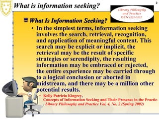 Information Seeking Information Literacy | PPT