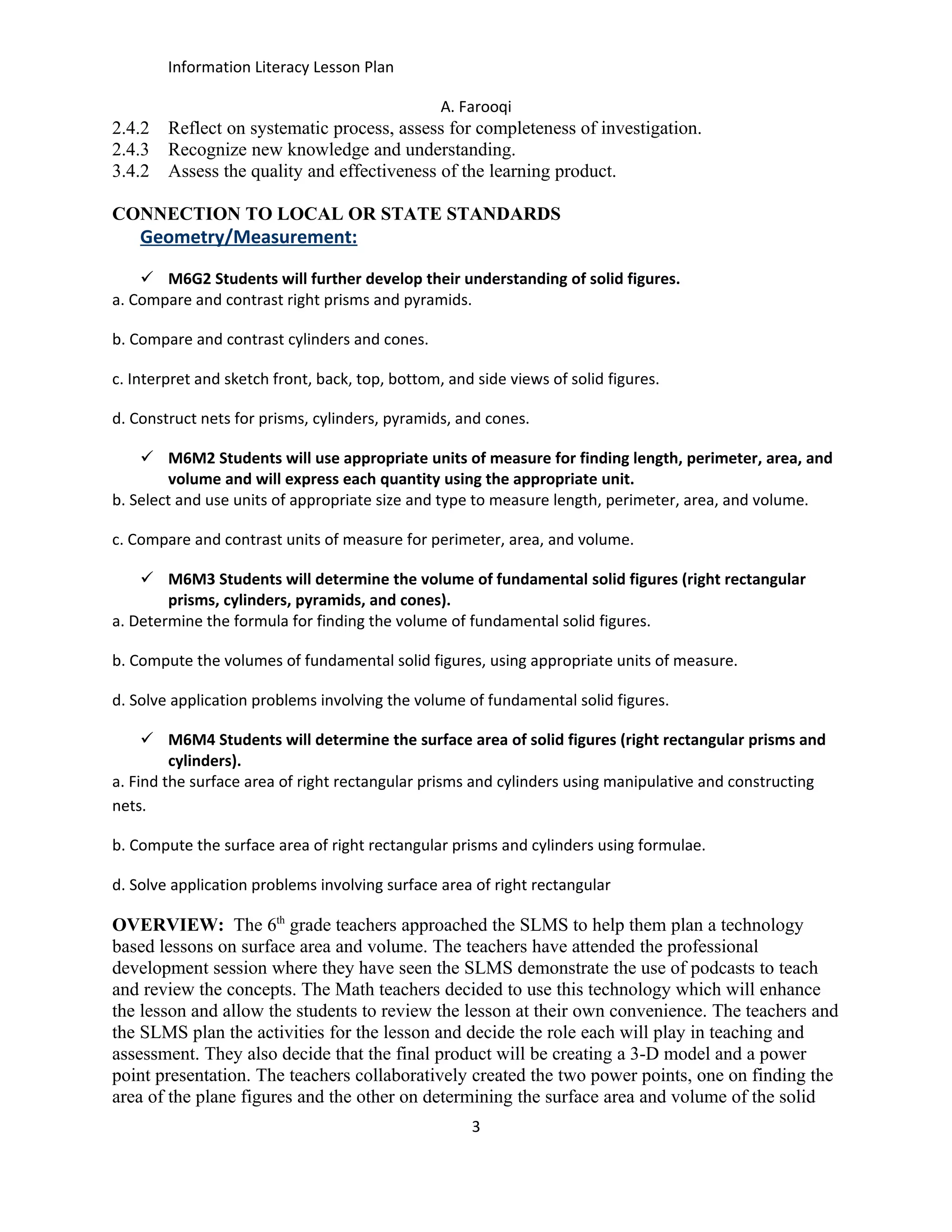 Info literacy lesson plan farooqi | DOC