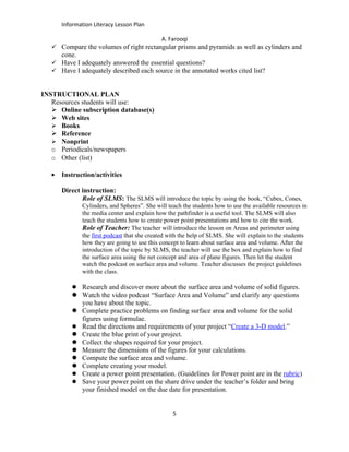 Info literacy lesson plan farooqi | PDF