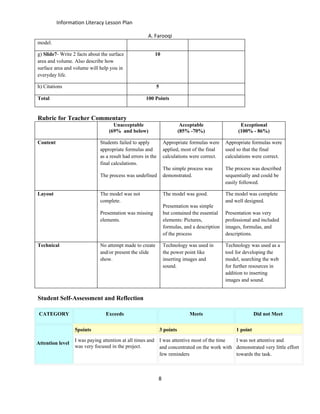 Info literacy lesson plan farooqi | PDF