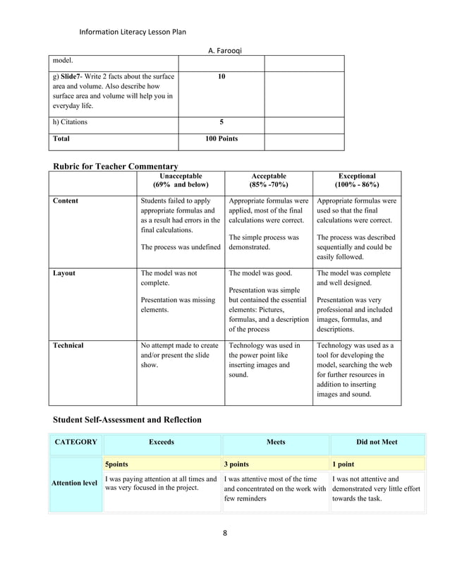 Info literacy lesson plan farooqi | PDF