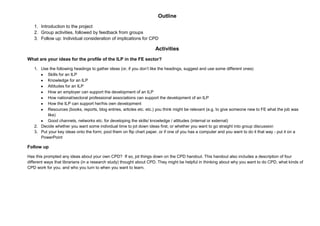 Profiles of the ILP: activity sheet, COLRIC | PPT