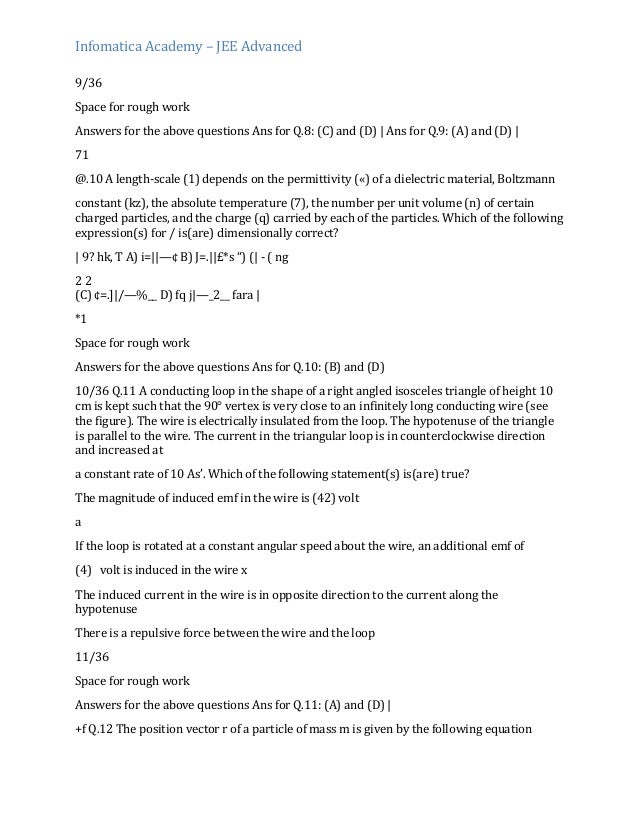 Infomatica Academy - JEE Advanced PCM Exam Paper