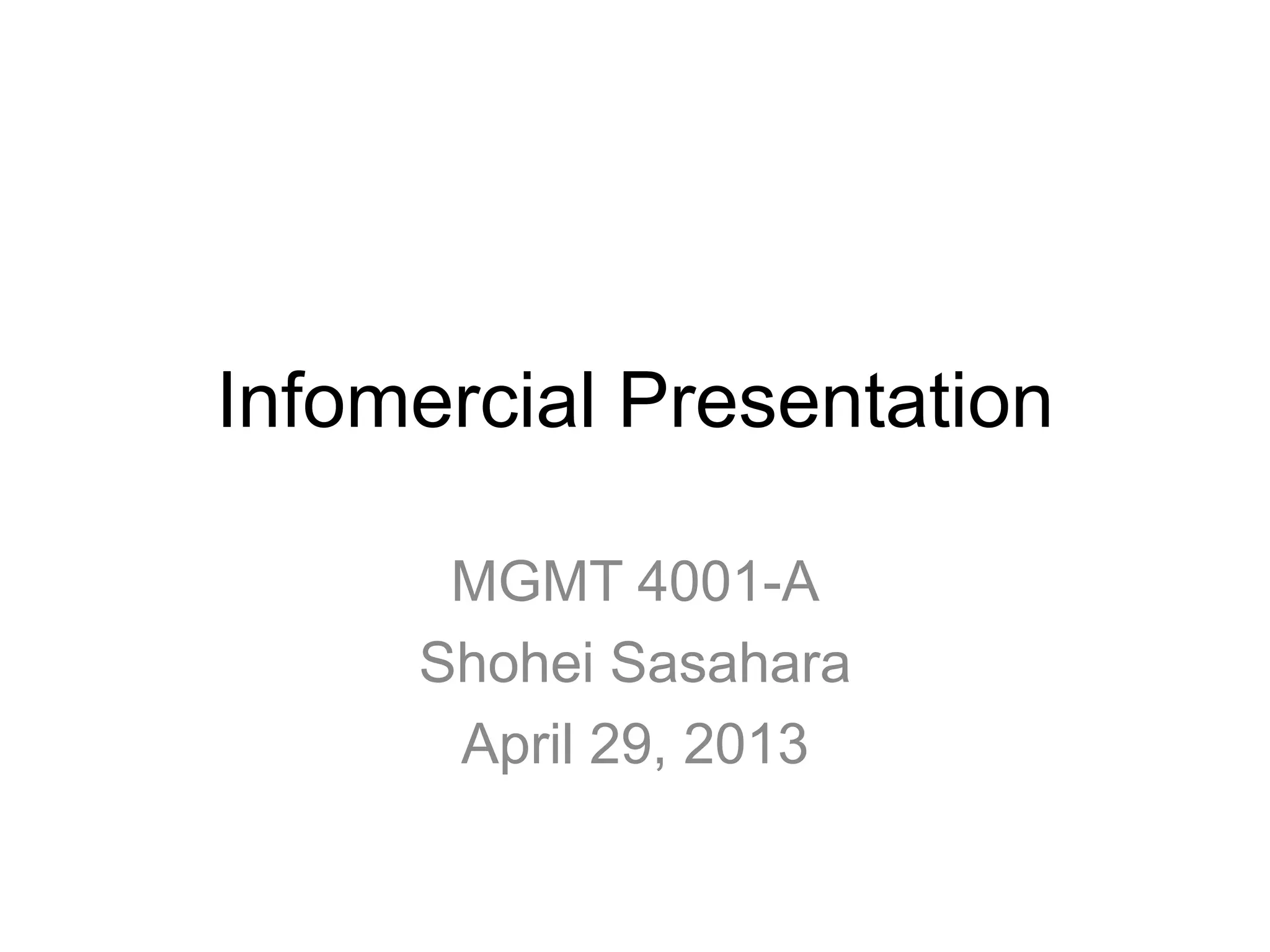 Infomercial presentation | PPTX