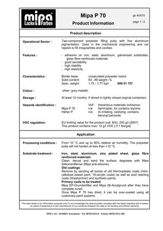 Info Mipa p70 lang | PDF