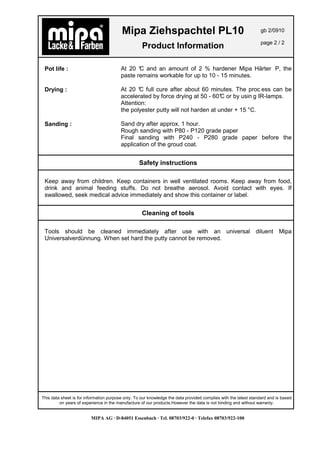 Info Mipa ziehspachtel pl10 | PDF