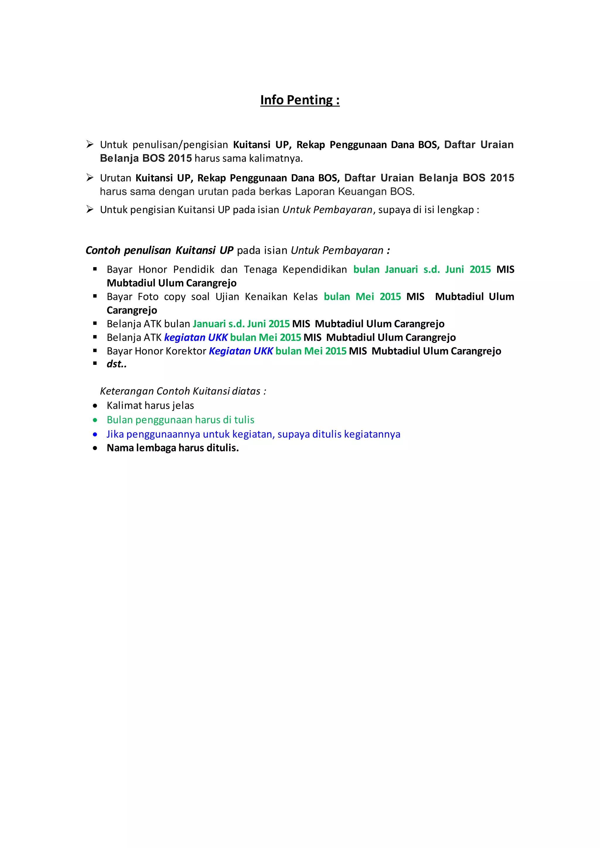 Info penting bagi madrasah yang bo snya belum cair | PDF