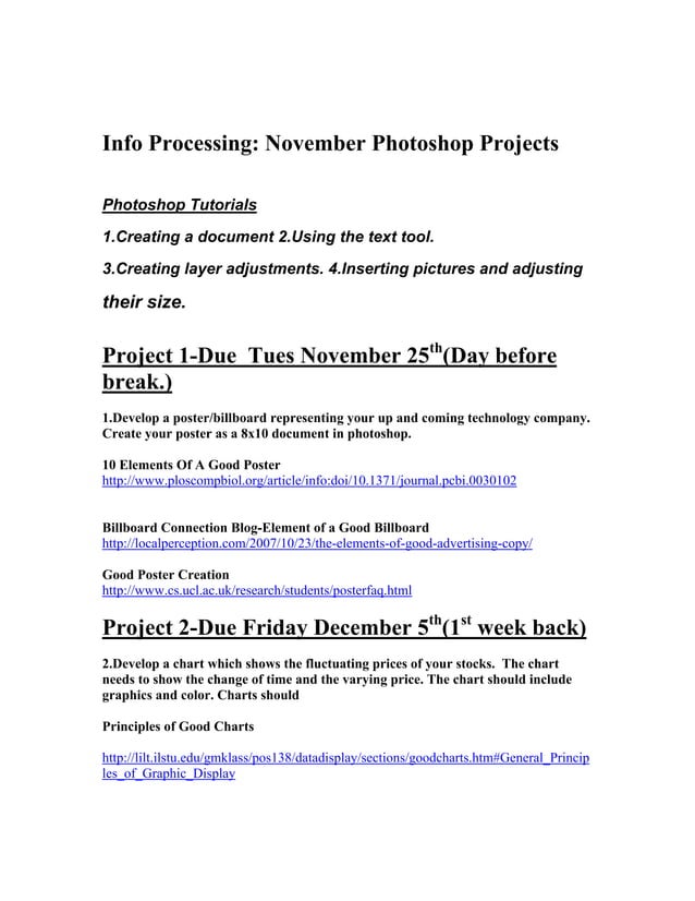 Info processing photoshop projects | PDF