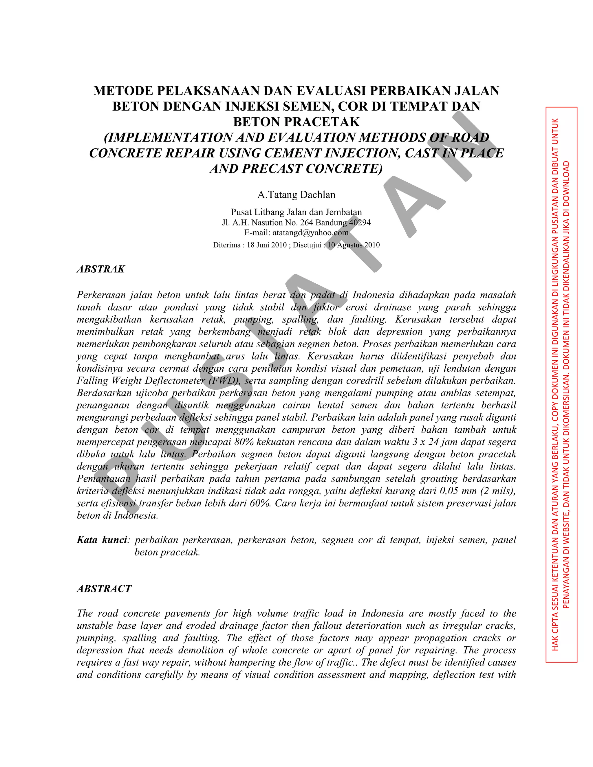 METODE PELAKSANAAN DAN EVALUASI JALAN | PDF