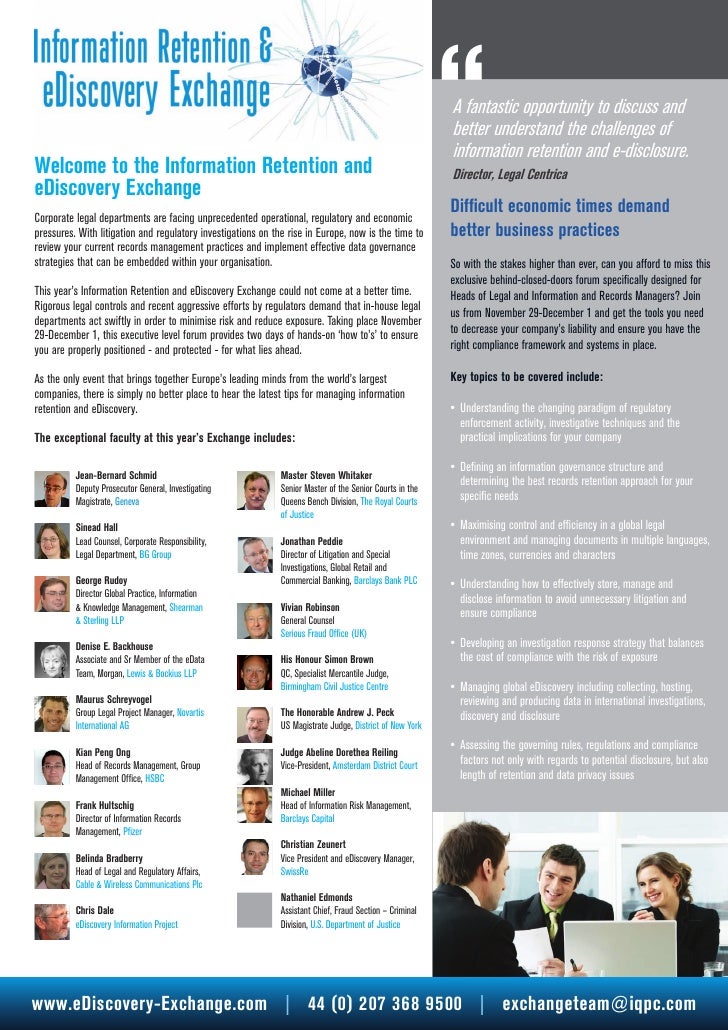 Information Retention & eDiscovery Exchange Brochure