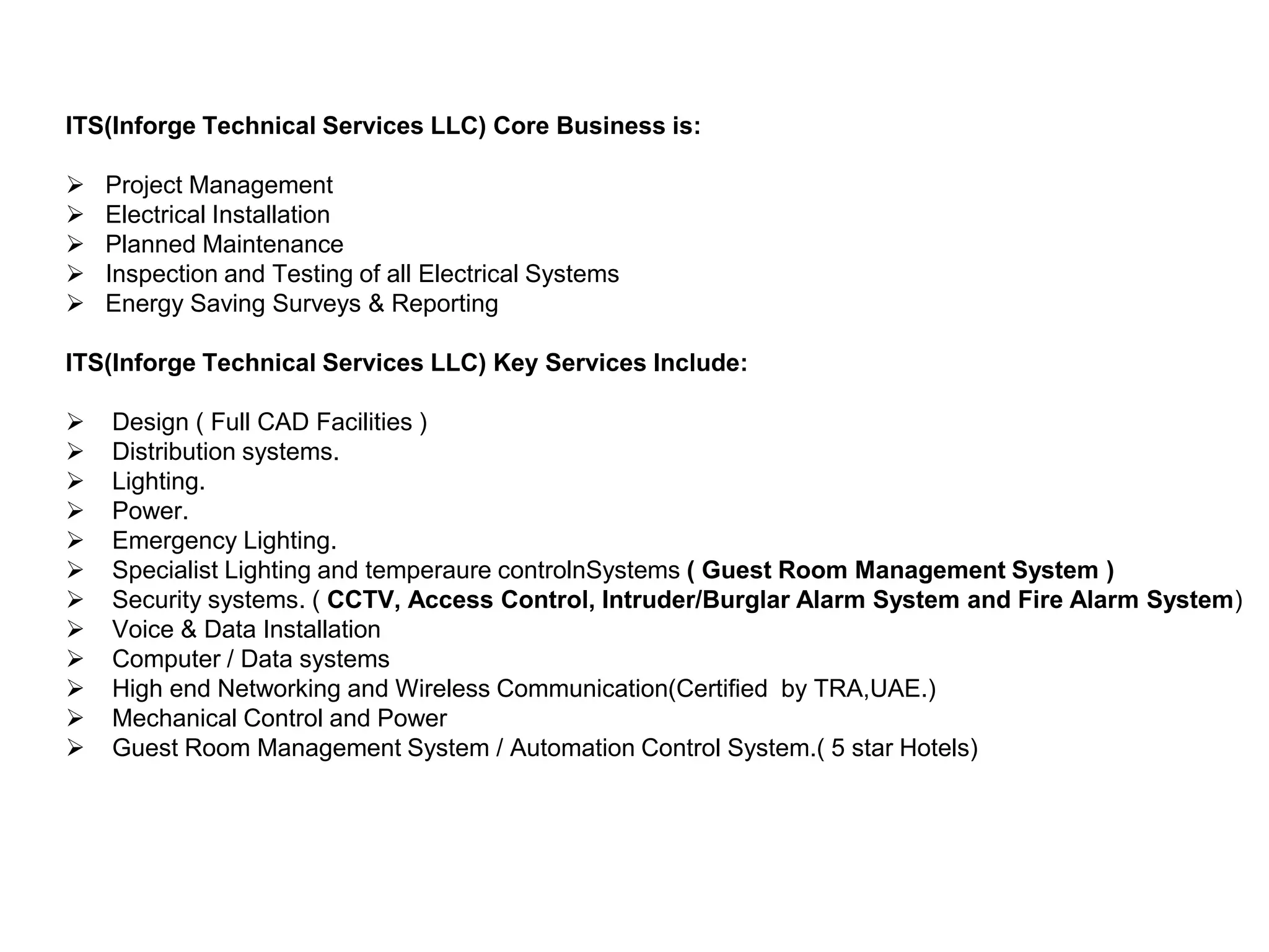 Inforge technical services llc Hotel Room Automation and ELV Systems | PPTX