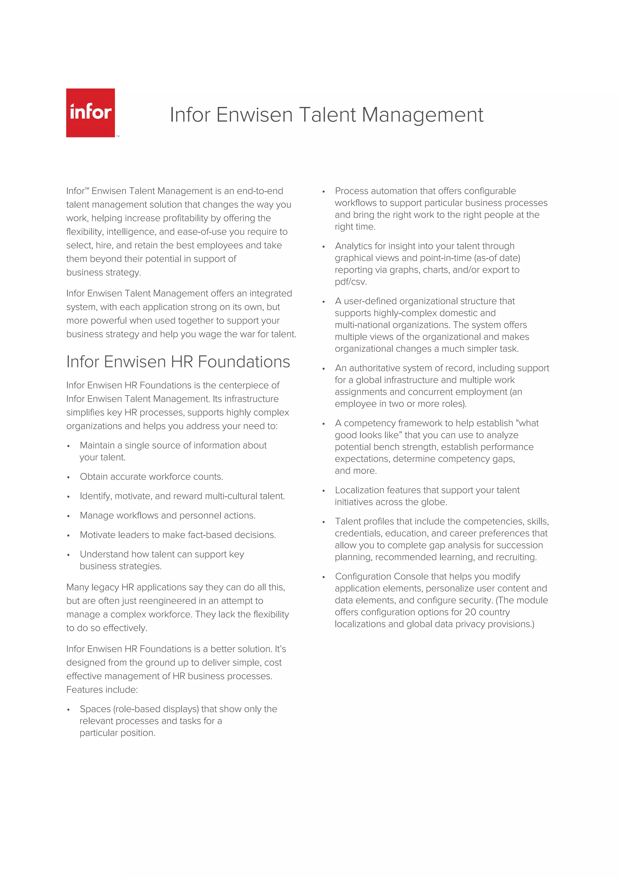 Infor hcm talent management | PDF