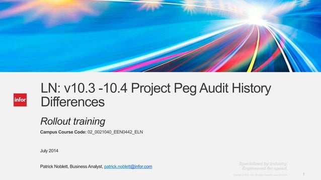 Inforln.com ERP LN 10.3 & 10.4 Project Peg Audit History Differences | PPT