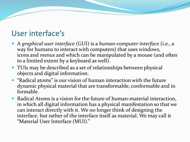 Inform- interacting with a dynamic shape display | PPT