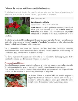 información para poemas variantes lingüísticas locales huasteca | DOCX