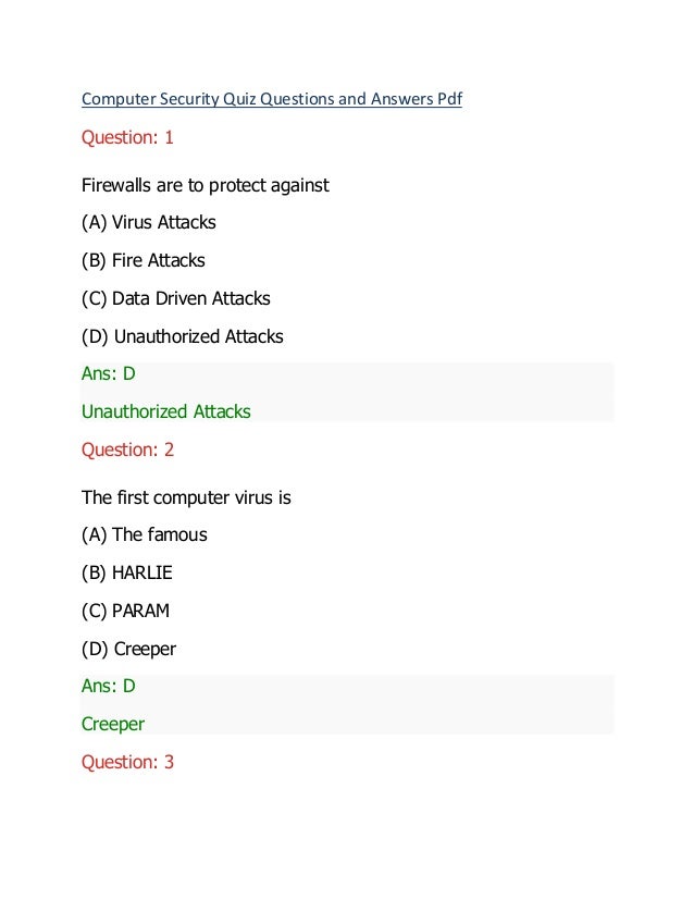 Informaiton security questions | PDF