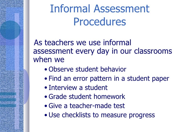 Informal Assessment Classroom