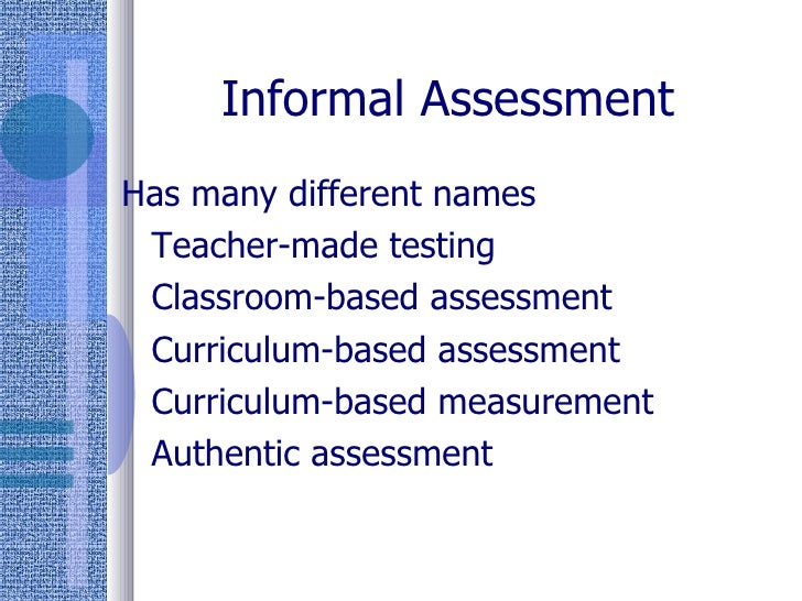 Informal Assessment Classroom