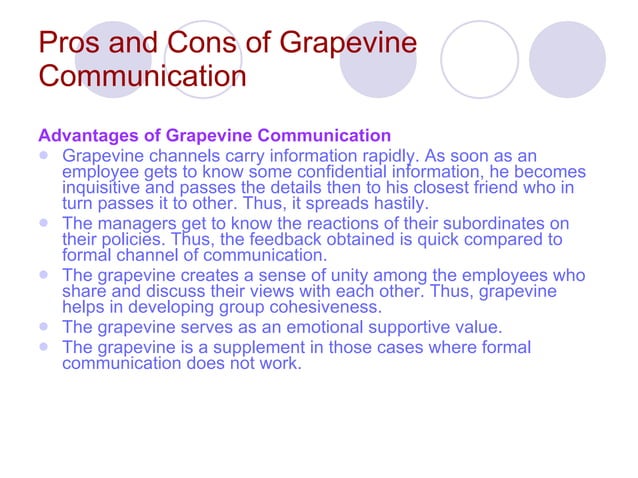 Informal communication & grapevine | PPT | Business | Business and Finance
