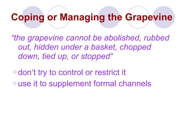 Informal communication & grapevine | PPT | Business | Business and Finance