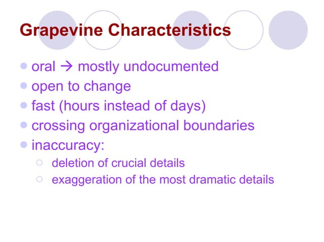 Informal communication & grapevine | PPT | Business | Business and Finance