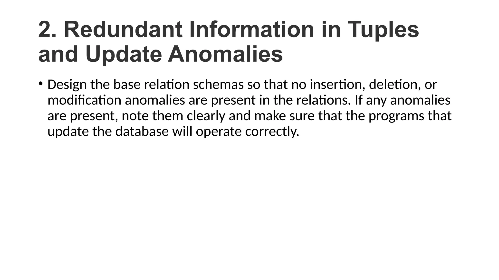 Informal Design Guidelines For Relation Schemas Pptx Databases