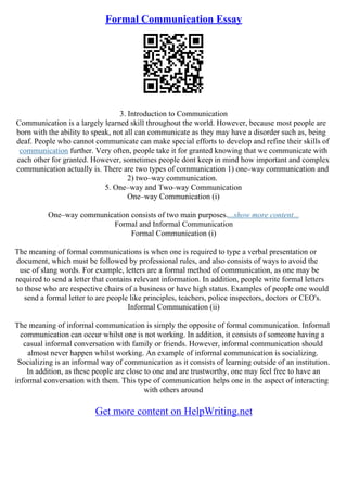 Informal Essay Examples | PDF