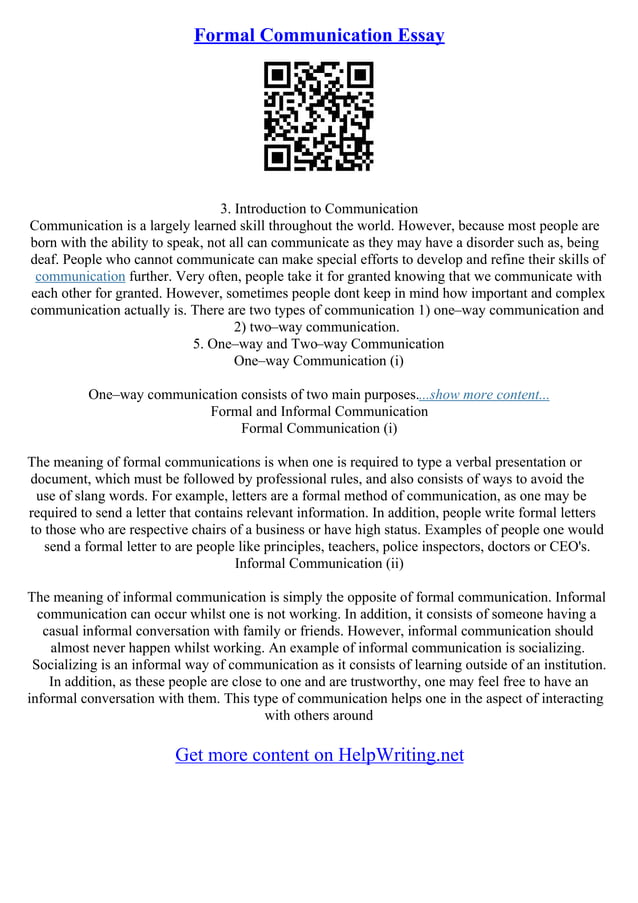 Informal Essay Examples | PDF