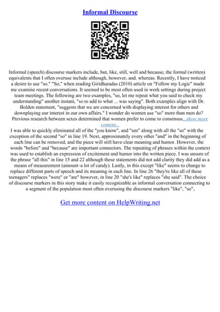 Informal Essay Sample | PDF