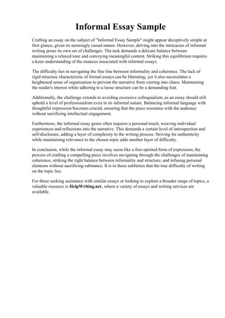 Informal Essay Sample. Compose a Remarkable Informal Essay with Our ...