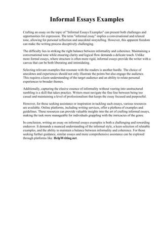 Informal Essays Examples | PDF