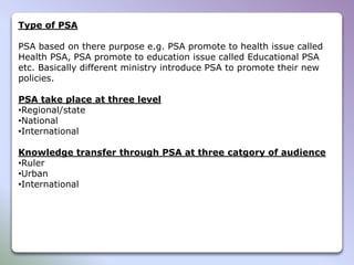 public service announcement as Informal knowledge system | PPT