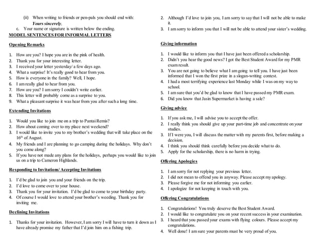 Informal Letter Format and Essay By Kelvin | DOCX
