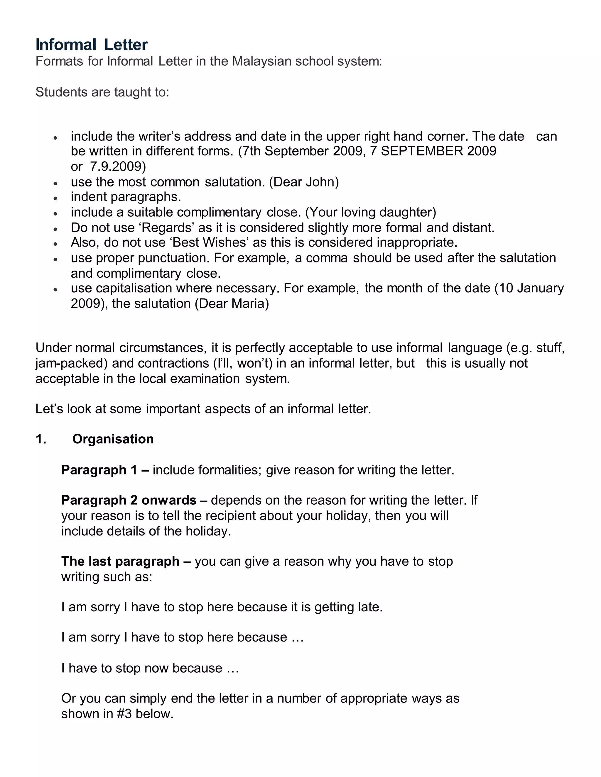 Informal letter | DOC | College Planning | College Education