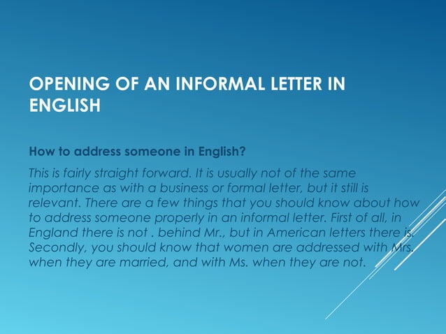 Informal letter M. van Eijk | PPT