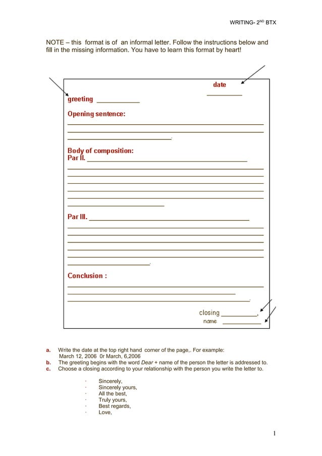 Informal letter format | DOC