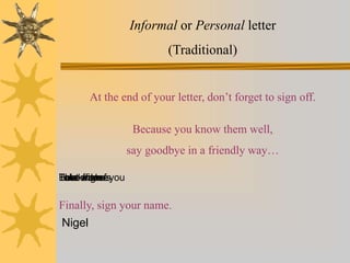 TIPS ON HOW TO WRITE INFORMAL LETTERS IN ENGLISH | PPT