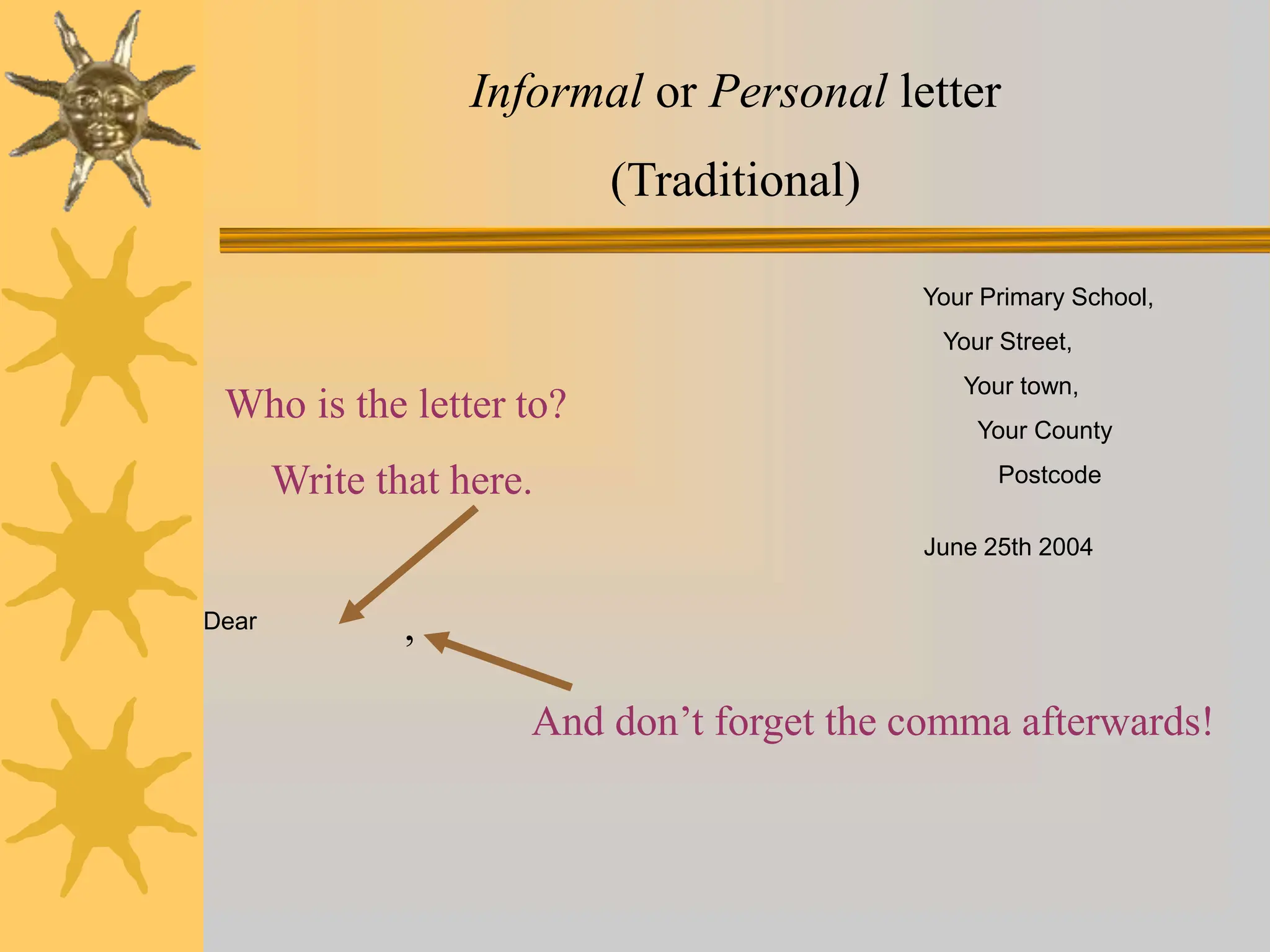 Informal letters writing year 4 power point | PPT