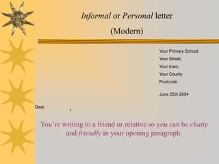 Informal letters writing year 4 power point | PPT