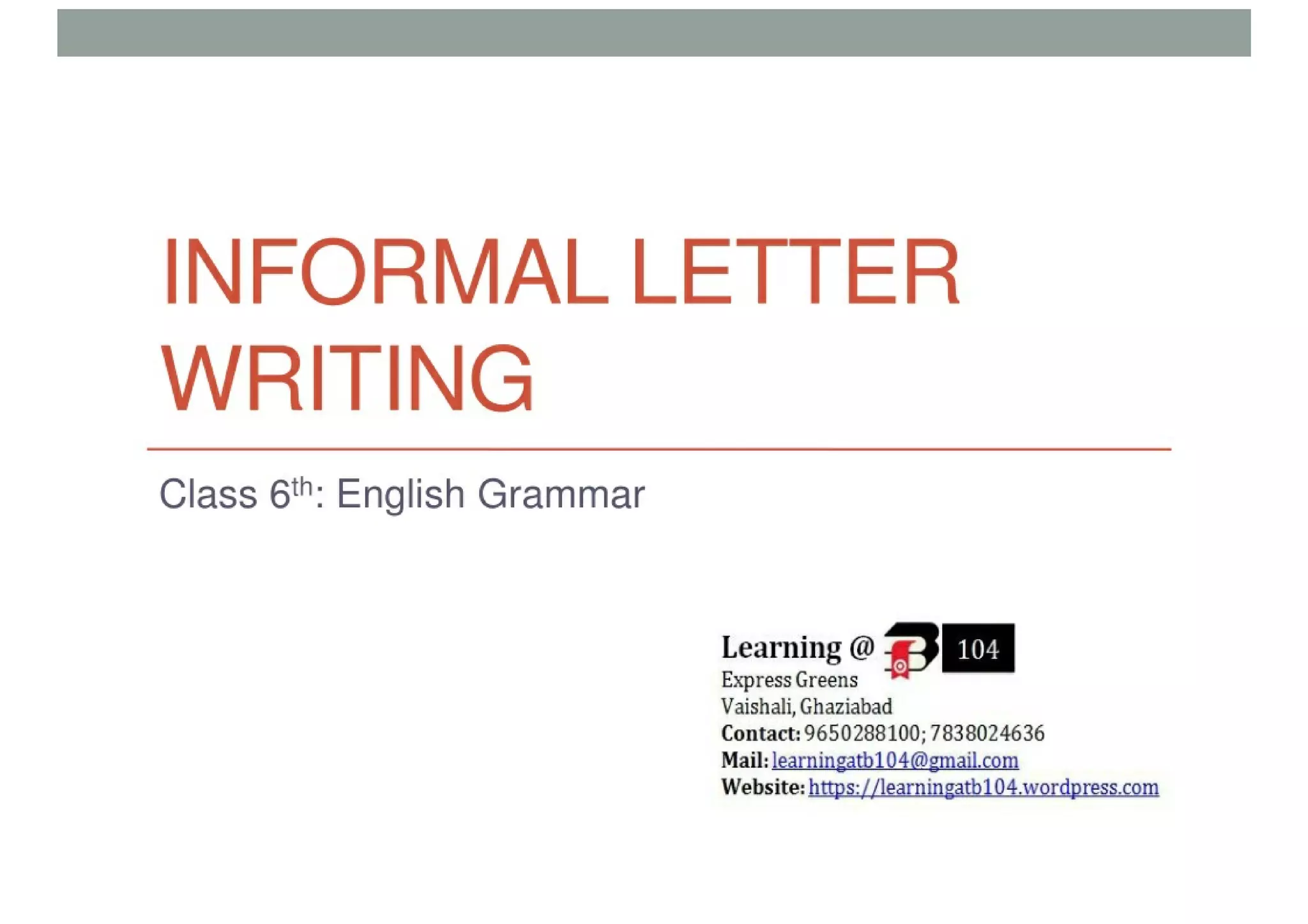 Informal Letter Writing | PDF