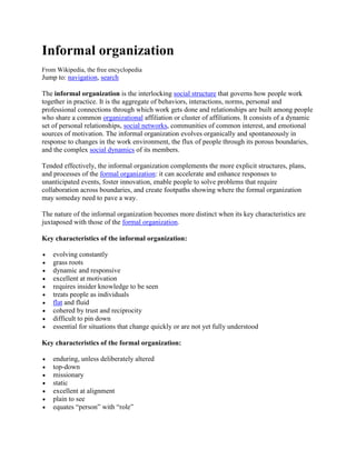 Informal organisation | PDF